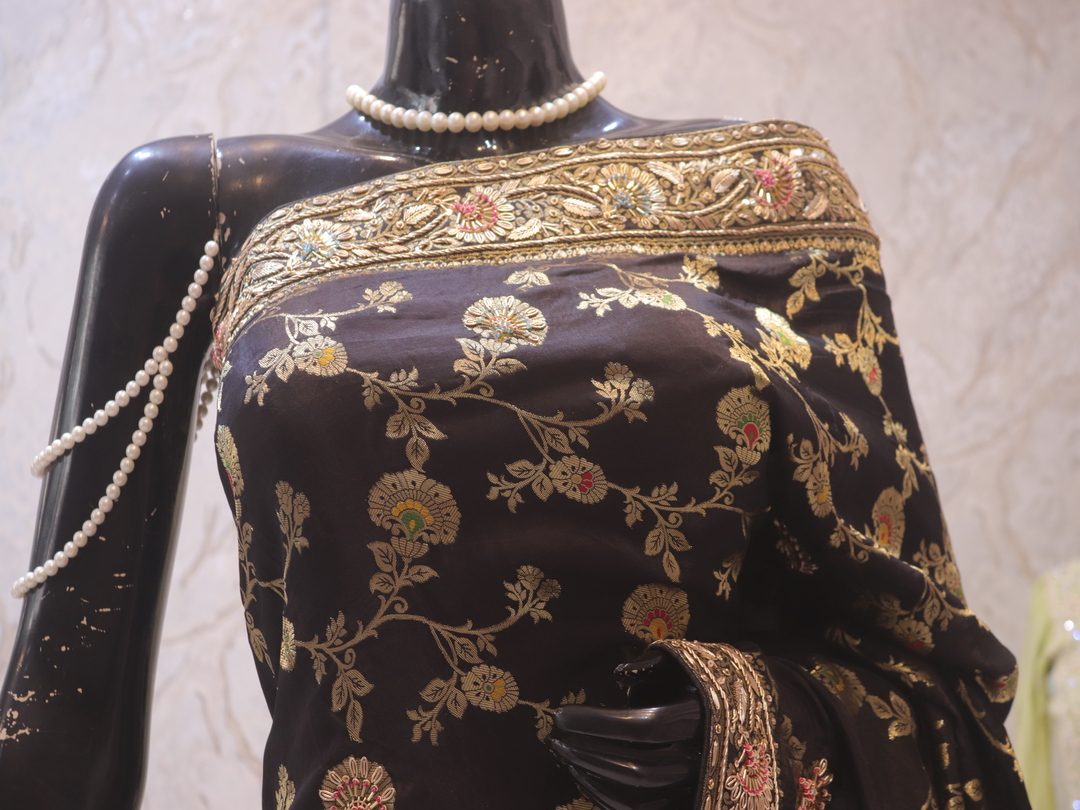 “The Raven Black” Premium Banarasi Silk Saree - Arang Online